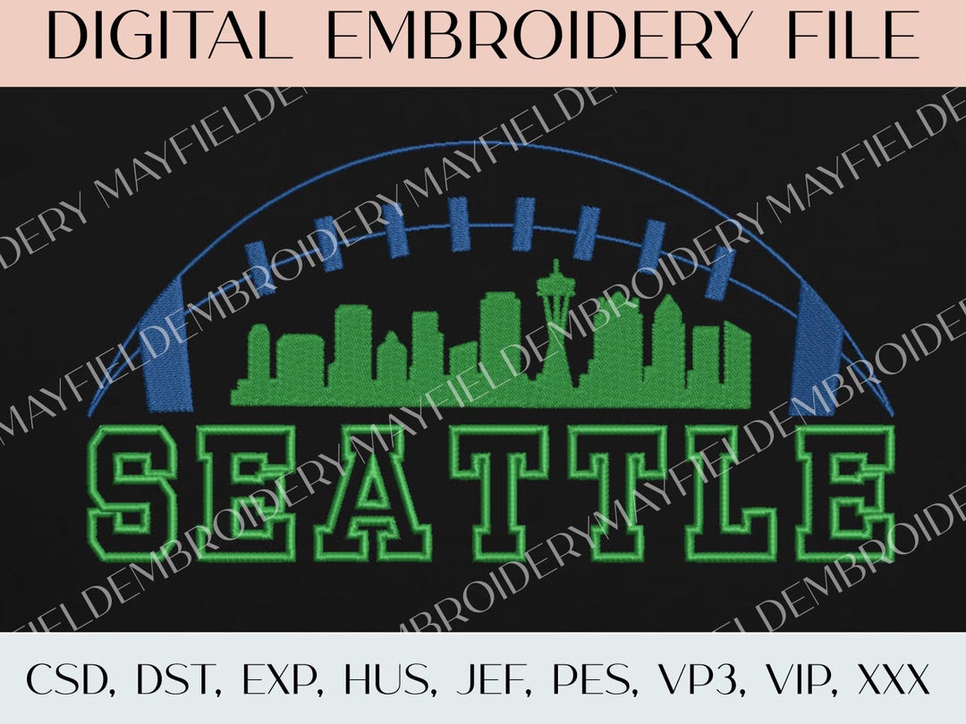 Seattle Football Skyline - Embroidery Digital File ONLY 3 Sizes (10 In ...