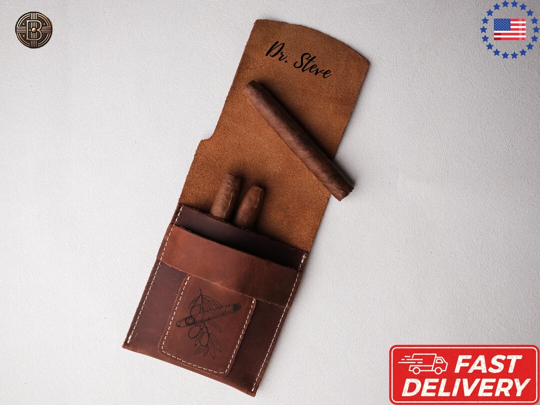 Handcrafted Personalized Leather Cigar Holder, Travel Humidor Premium ...