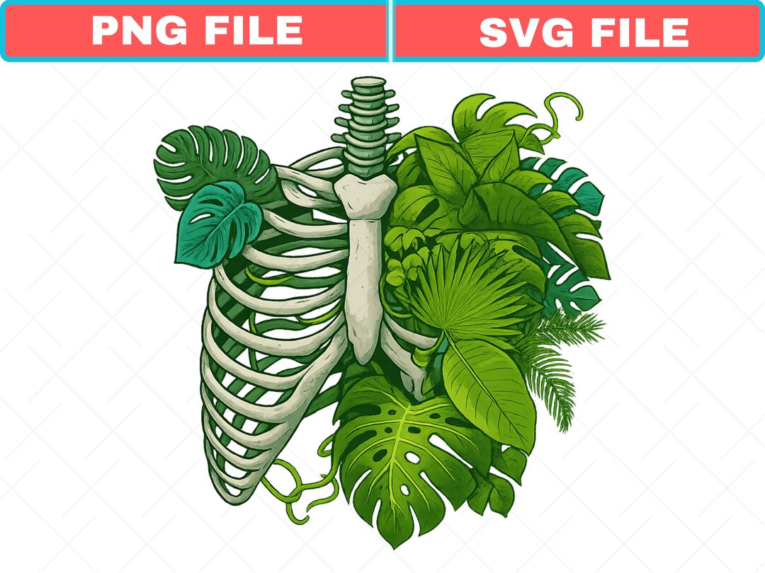 Skeleton Plant Body SVG, Plant Lover PNG, Monstera Graphic (digital ...