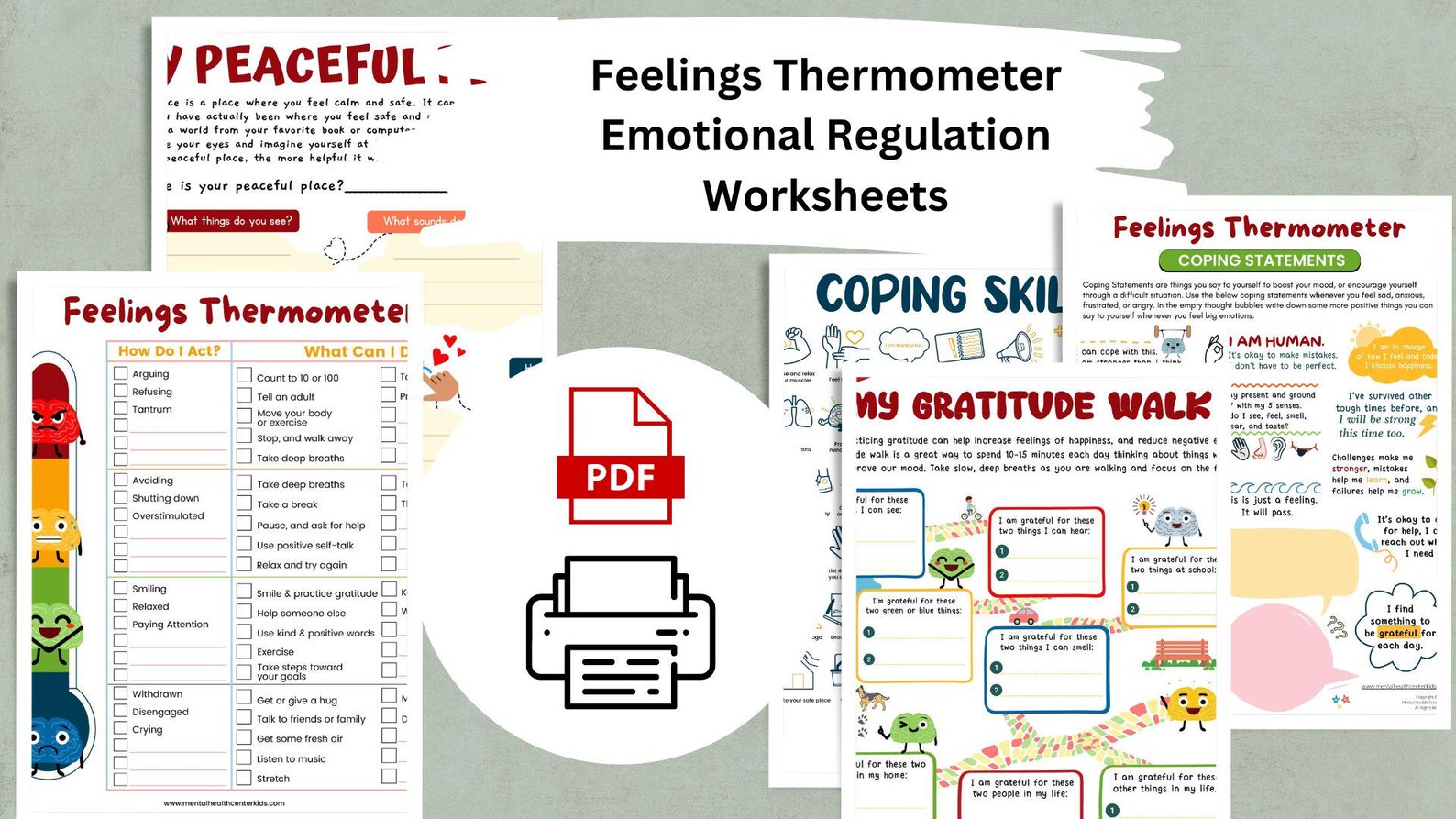 Feelings Thermometer & Emotional Regulation Worksheets - Etsy