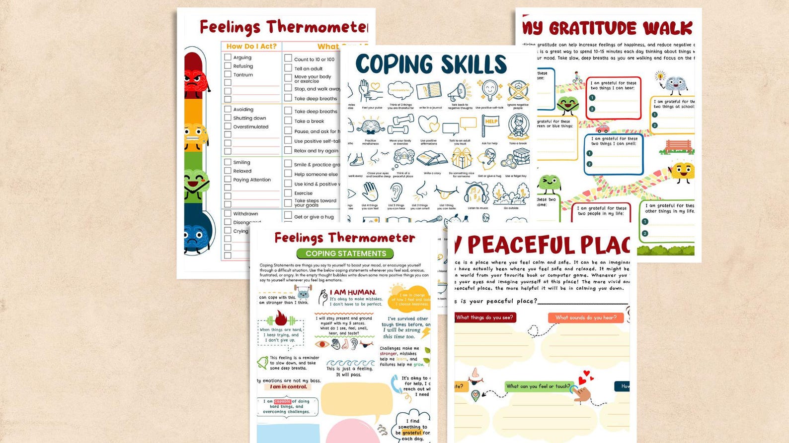 Feelings Thermometer & Emotional Regulation Worksheets - Etsy