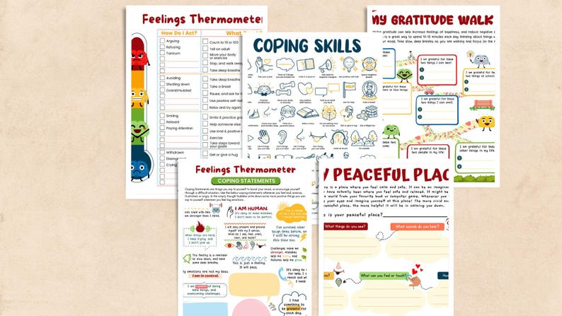 Feelings Thermometer & Emotional Regulation Worksheets - Etsy