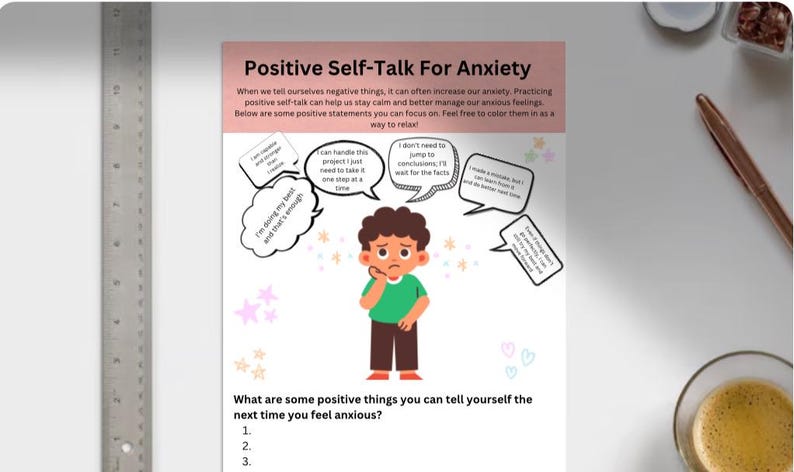 Digital Download of This Positive Self-talk for Anxiety Worksheet ...