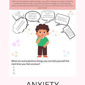 Digital Download of This Positive Self-talk for Anxiety Worksheet ...