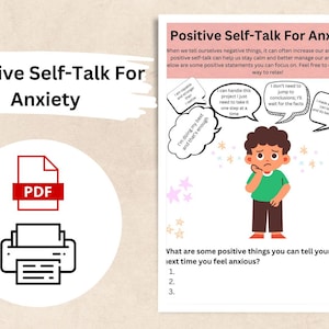 Digital Download of This Positive Self-talk for Anxiety Worksheet ...