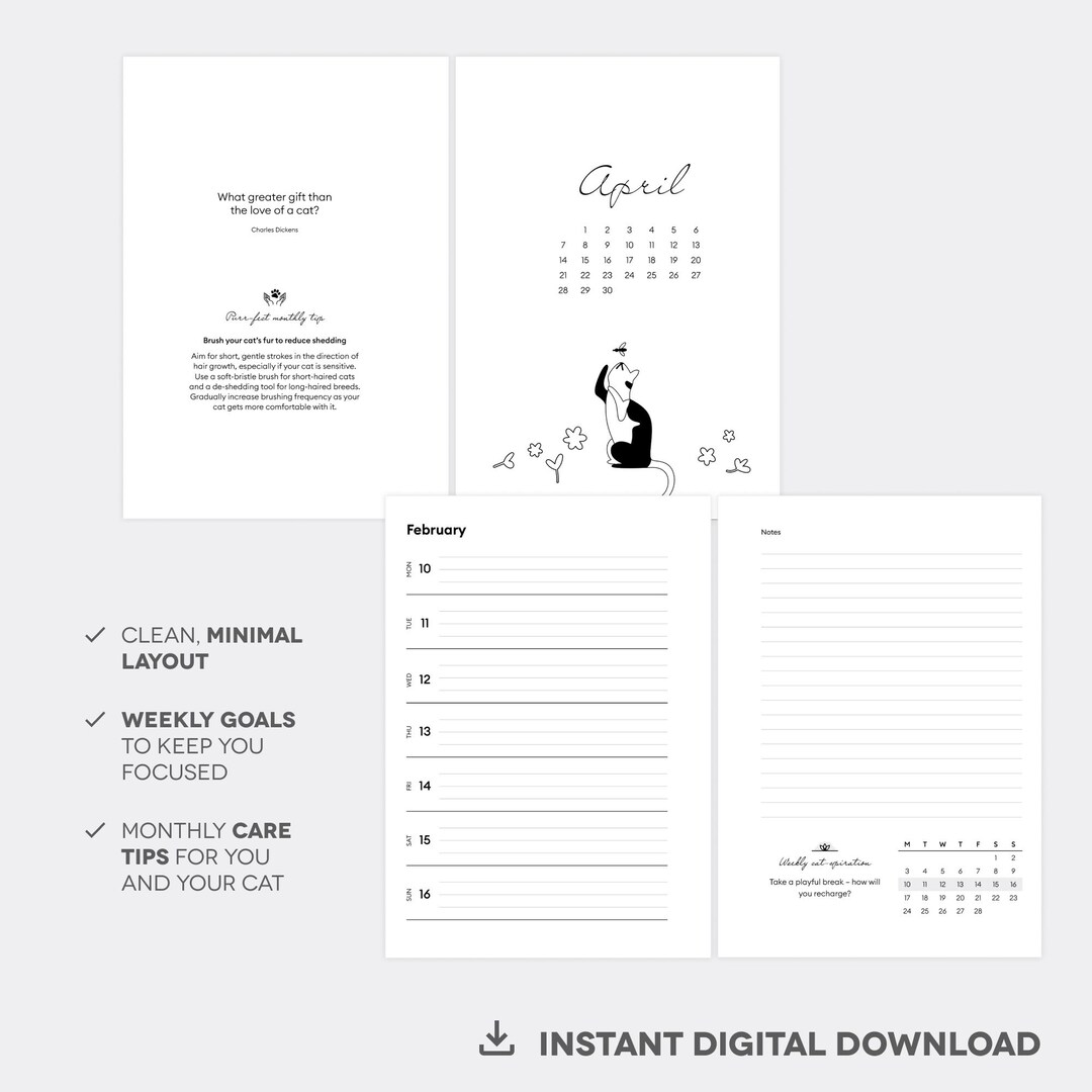 Digital 2025 Planner: Purr-fectly Organized, Cat Themed Planner - A5 ...