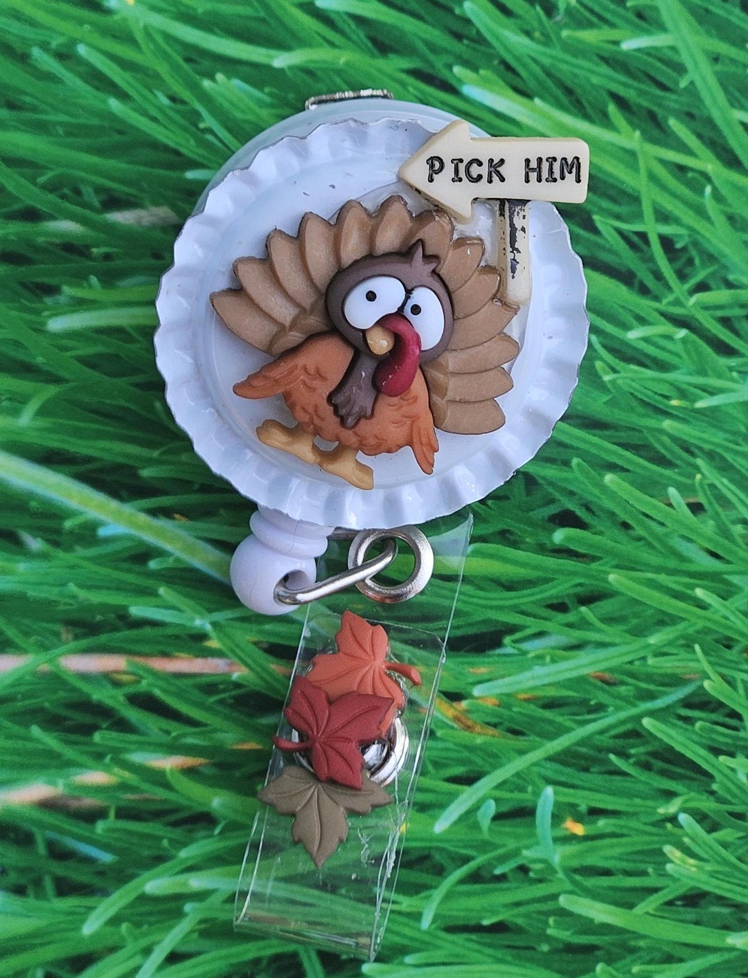 Thanksgiving Turkey Pick Him Leaves Embellishments White Bottlecap ...