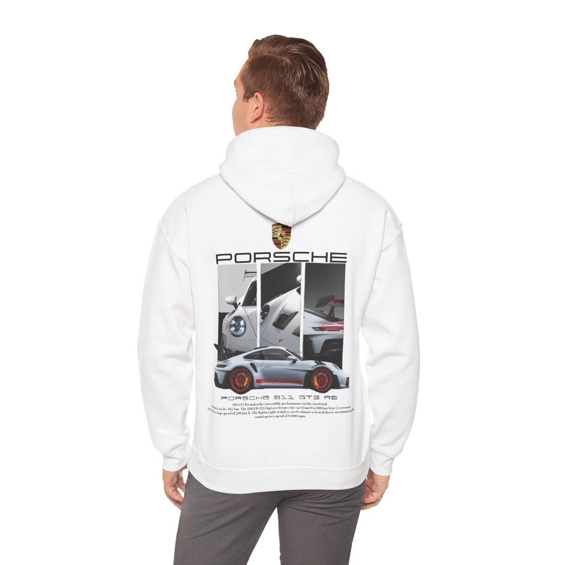 Hoodie Porsche Gt3 Rs White and Sand Unisex Sweatshirt Car Enthusiast ...
