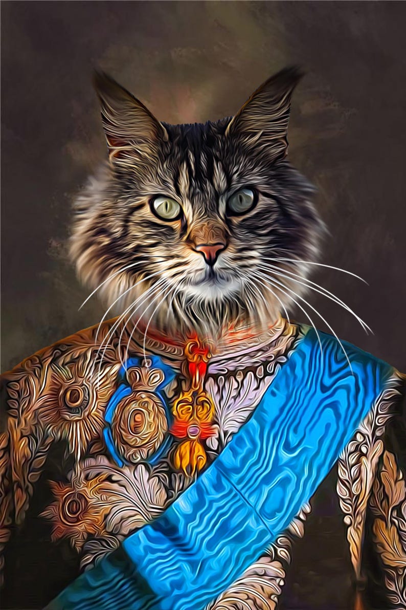 Custom Royal Cat Portrait, Renaissance Cat Painting, Pet Lovers Gift ...