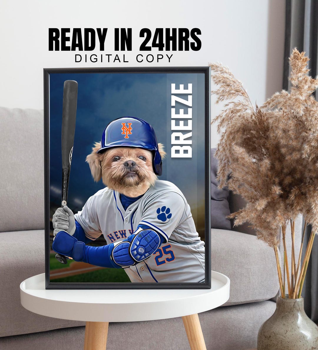 Dog as a Baseball Player Poster, Custom LA Angels Baseball Pet Portrait ...