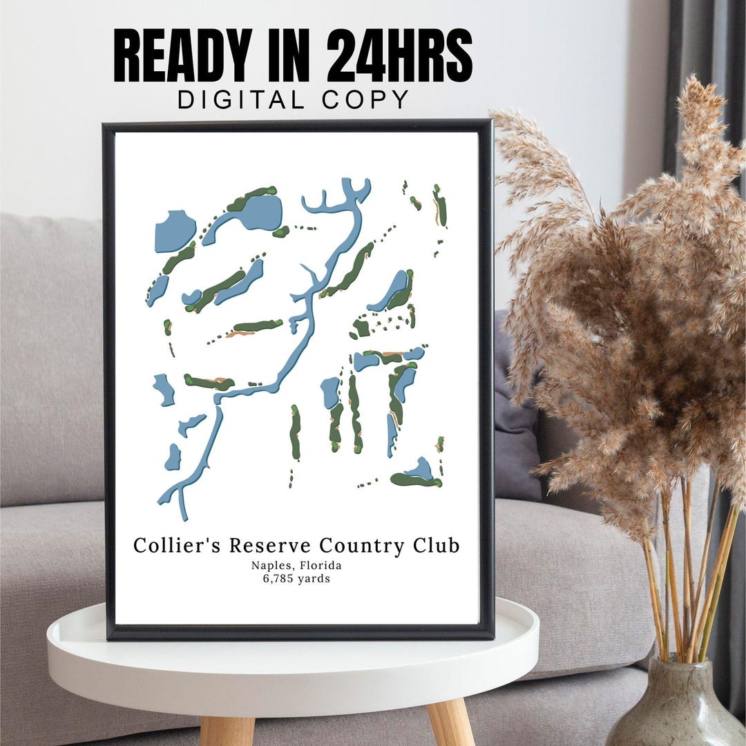 Any Golf Course Map, Custom Golf Course Wall Art, Golf Map Illustrated ...