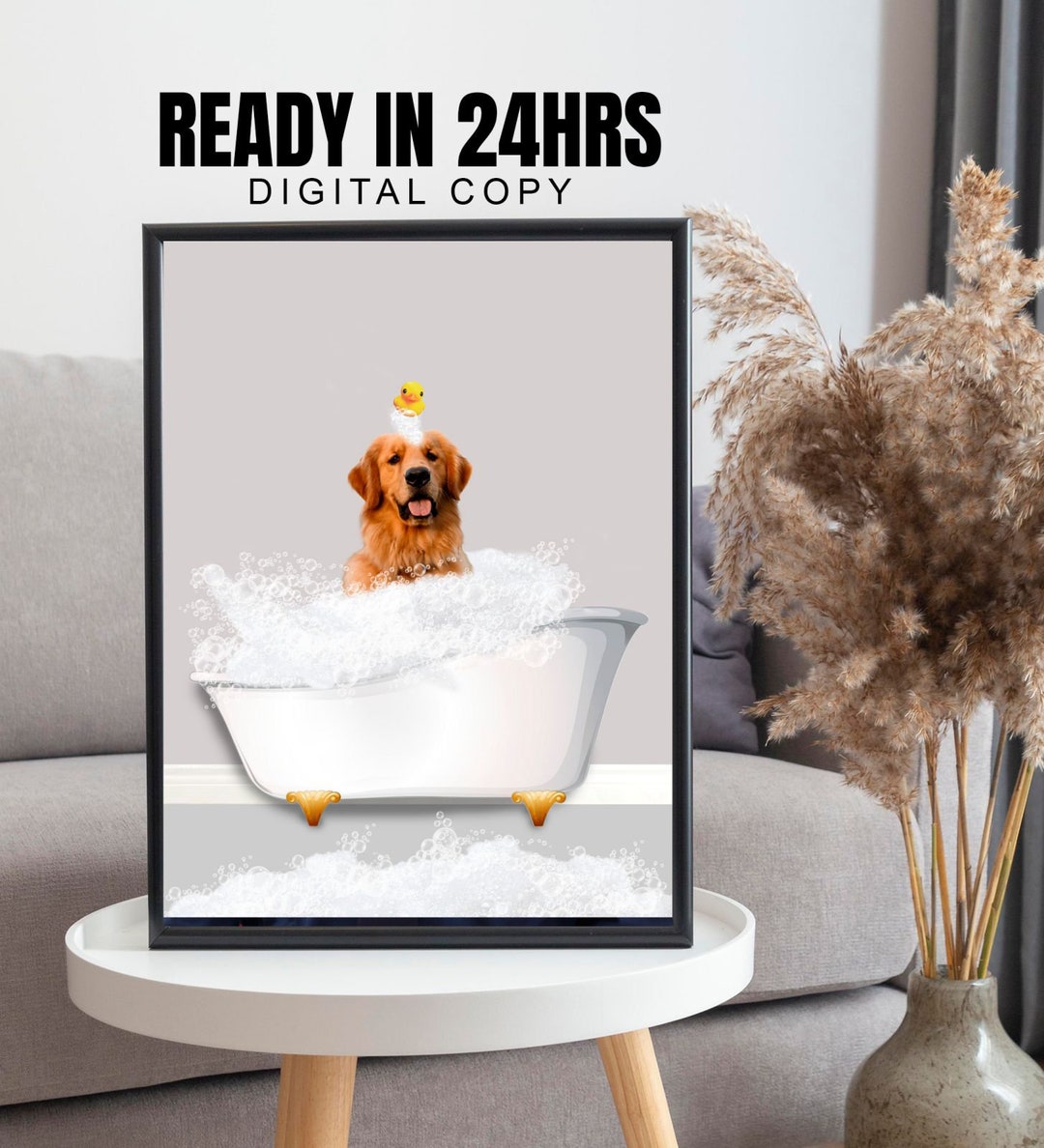 Custom Pet Portraits, Bathroom Poster, Funny Dog and Cat Portrait, Dog ...
