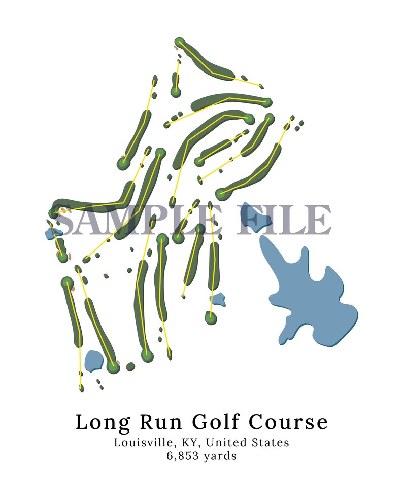 Any Golf Course Map, Custom Long Run Golf Course, Long Run Map Wall Art ...