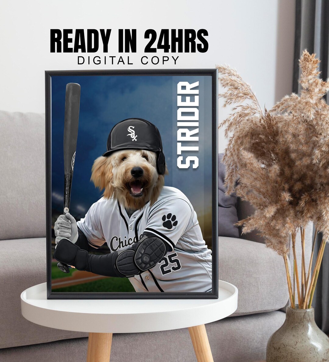 Baseball Dog Portrait, Chicago White Sox Baseball Custom Portrait ...