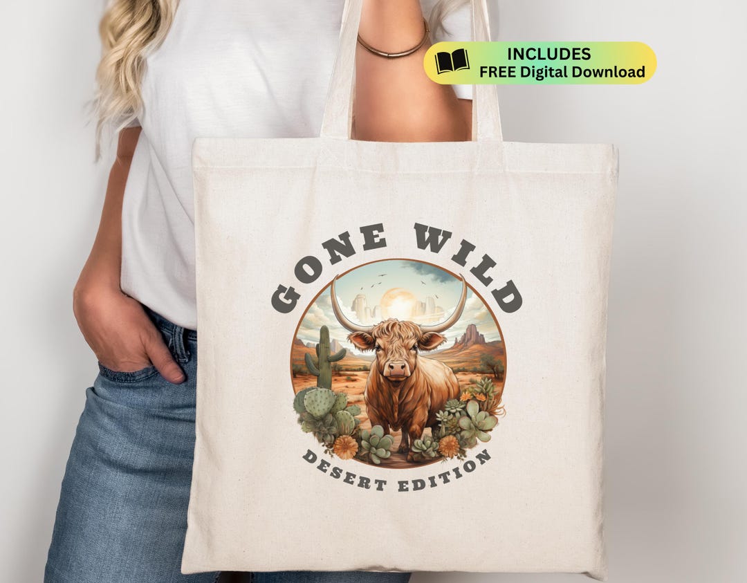 Highland Cow 'gone Wild' Tote Bag, Cute Highland Cow, Gift for Cow ...