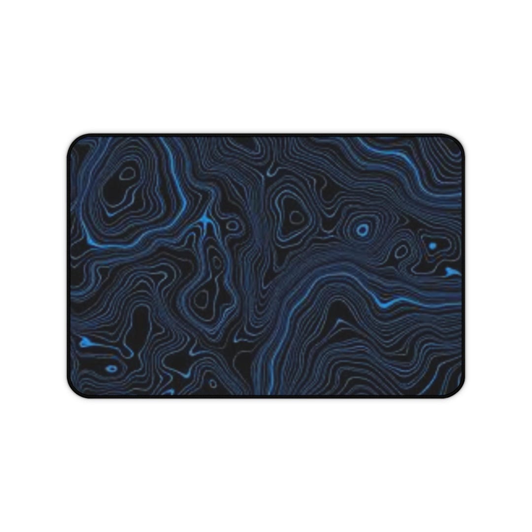 Black and Blue Topo Mat Minimalist Topographic Map Desk Mat Topographic ...