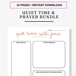 Quiet Time With Jesus, Prayer Worksheets, Bible Study Bundle, Printable ...