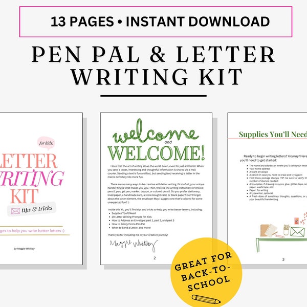 Letter Writing Kit for Kids Pen Pal Kit Letter Writing Homeschool ...