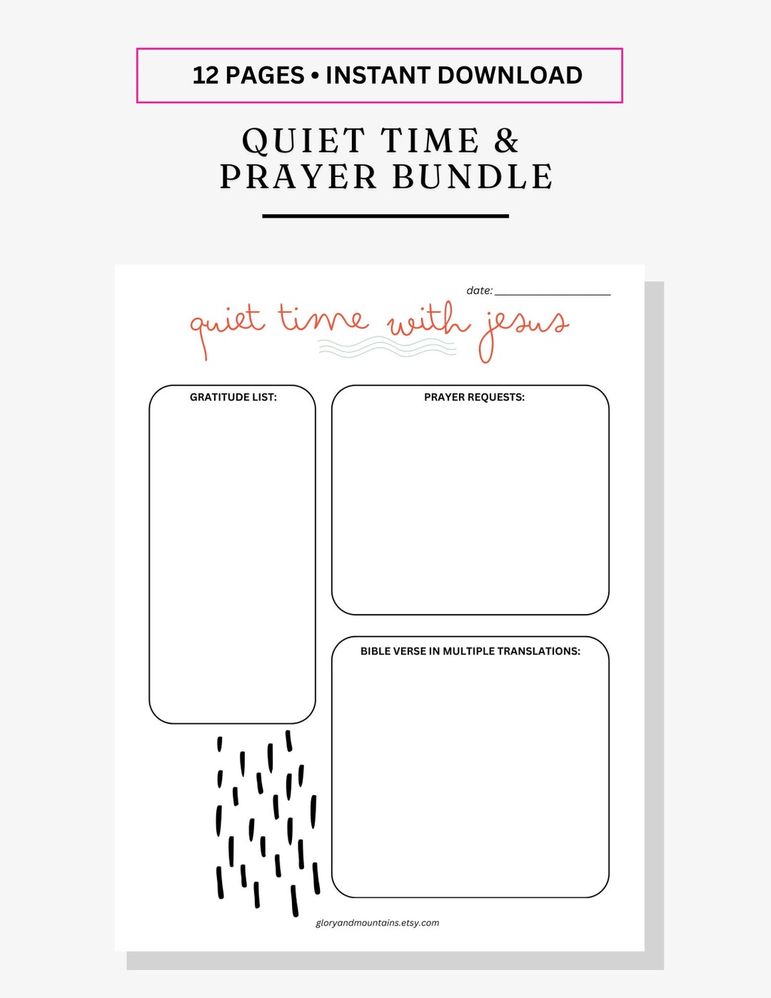 Christian Quiet Time Prayer Worksheets, Bible Study Printable ...