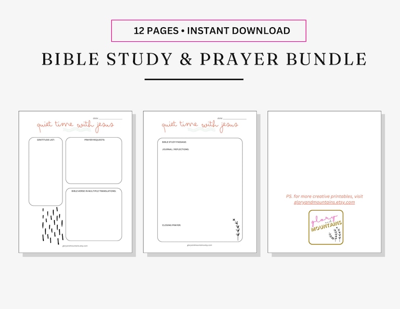 Prayer and Bible Study Worksheet Bundle, Printable Christian Sunday ...