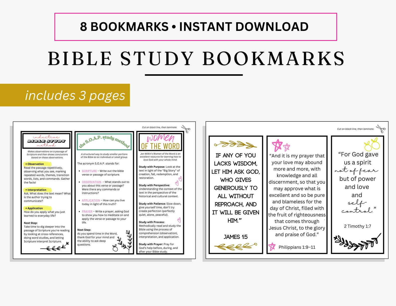 Printable Bible Study Bookmarks, Bible Verse Bookmarks, Jen Wilkin ...