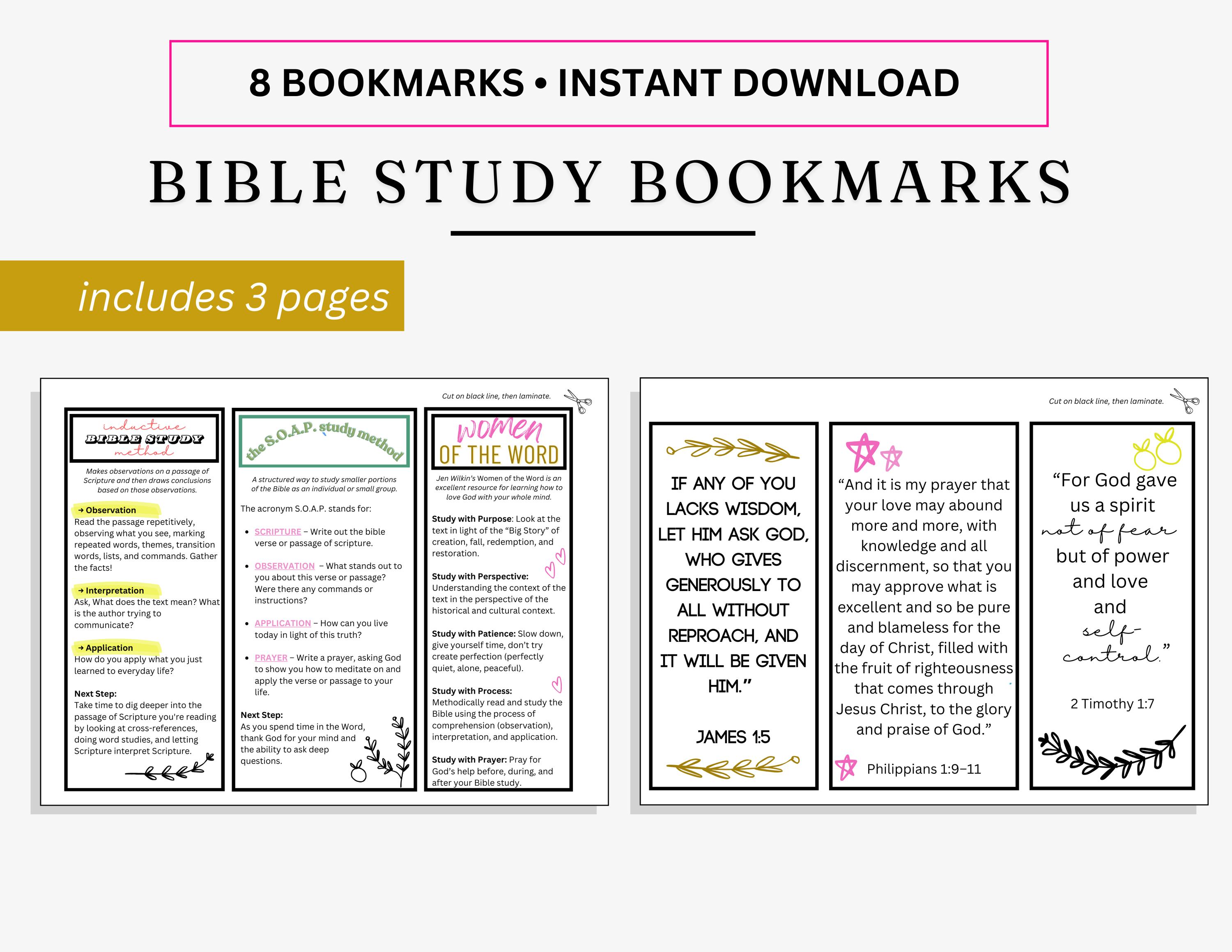 Printable Bible Study Bookmarks, Bible Verse Bookmarks, Jen Wilkin ...