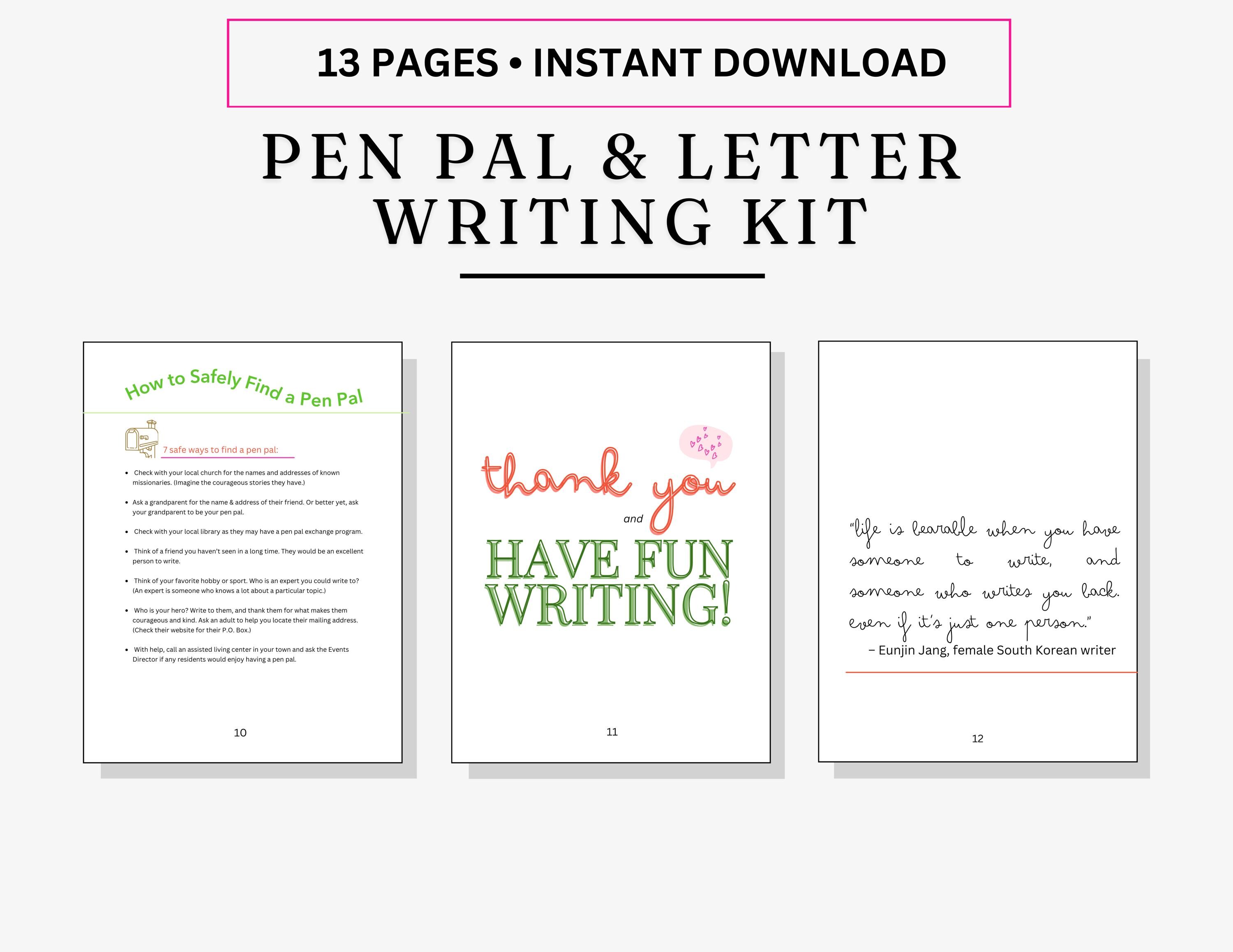 Pen Pal Handwriting Kit for Kids, Creative Letter Writing for Kids and ...