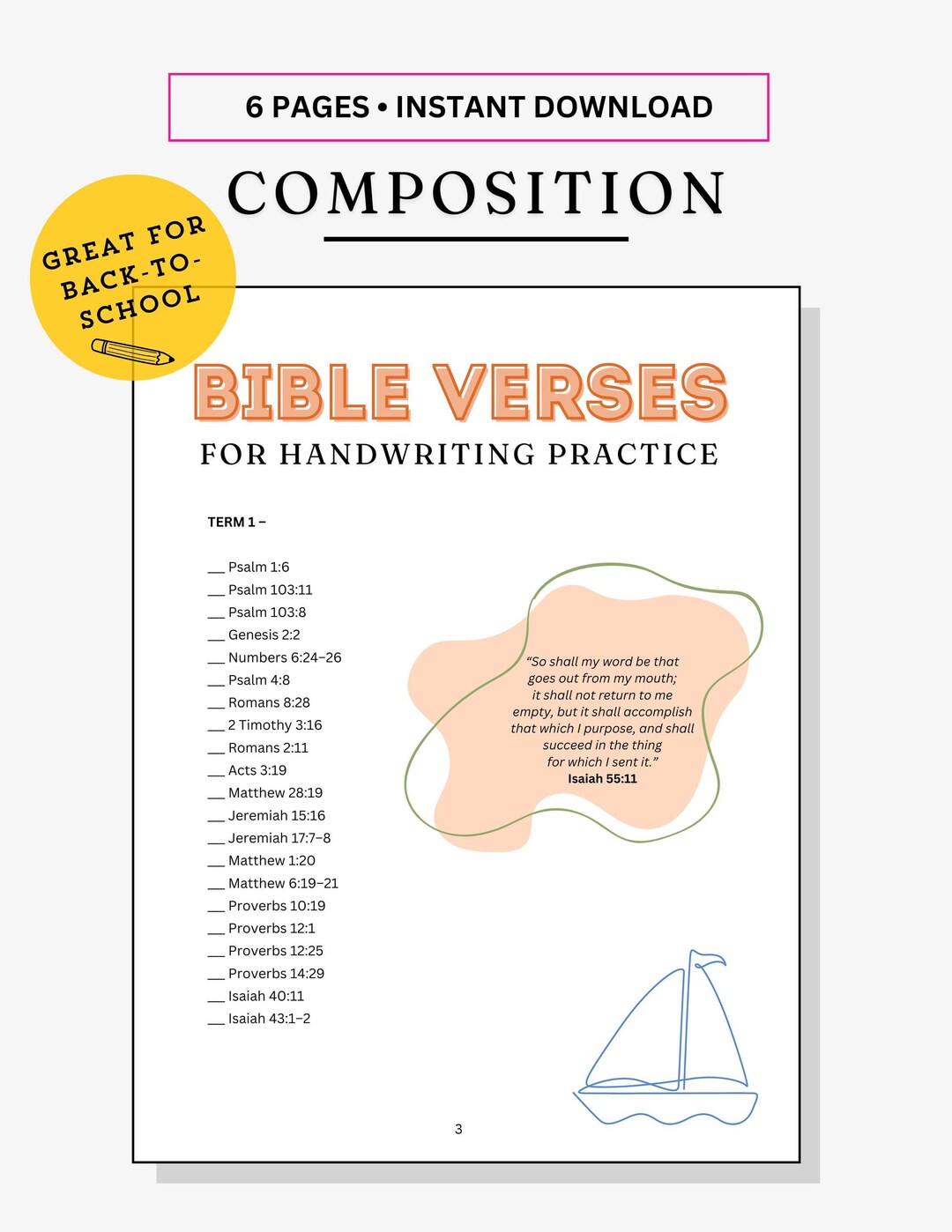 Bible Verse Copy Work, Christian Handwriting Practice, Christian ...