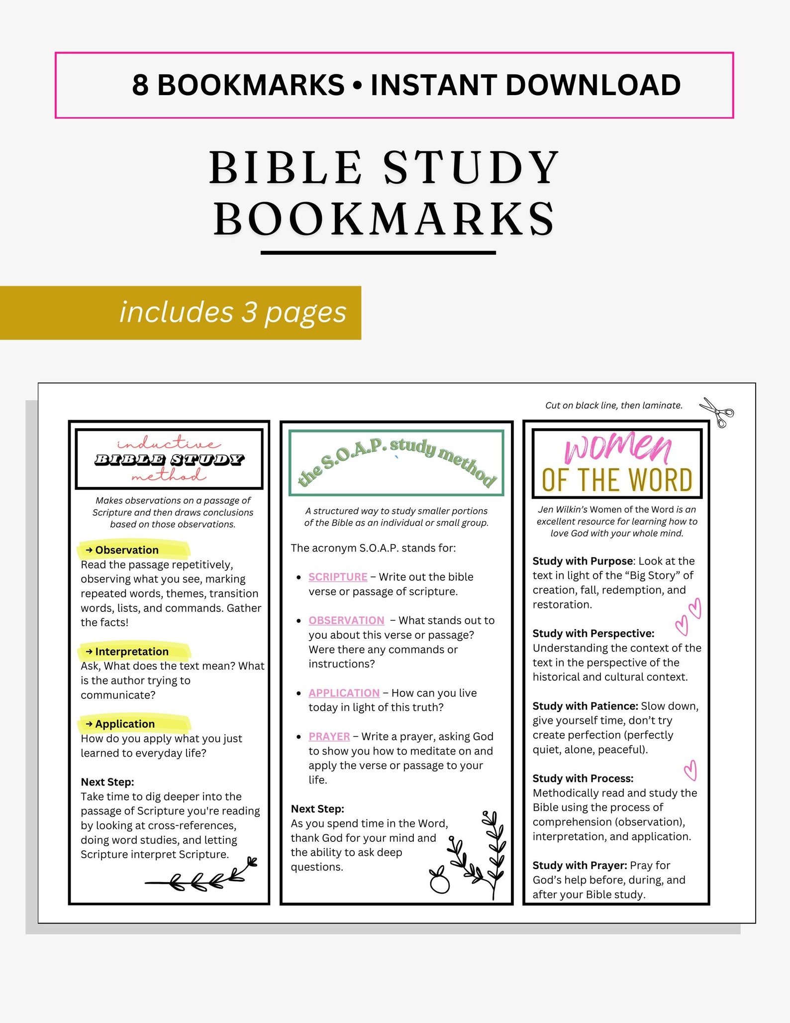 Printable Bible Study Bookmarks, Bible Verse Bookmarks, Jen Wilkin ...