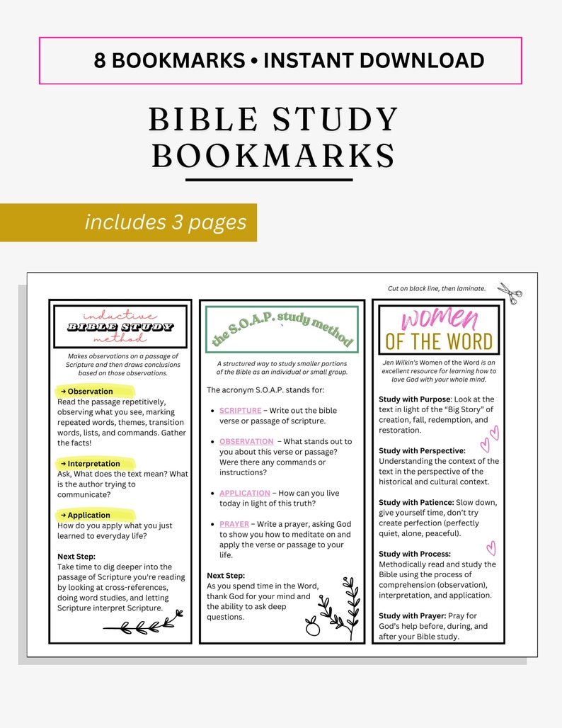 Printable Bible Study Bookmarks, Bible Verse Bookmarks, Jen Wilkin ...