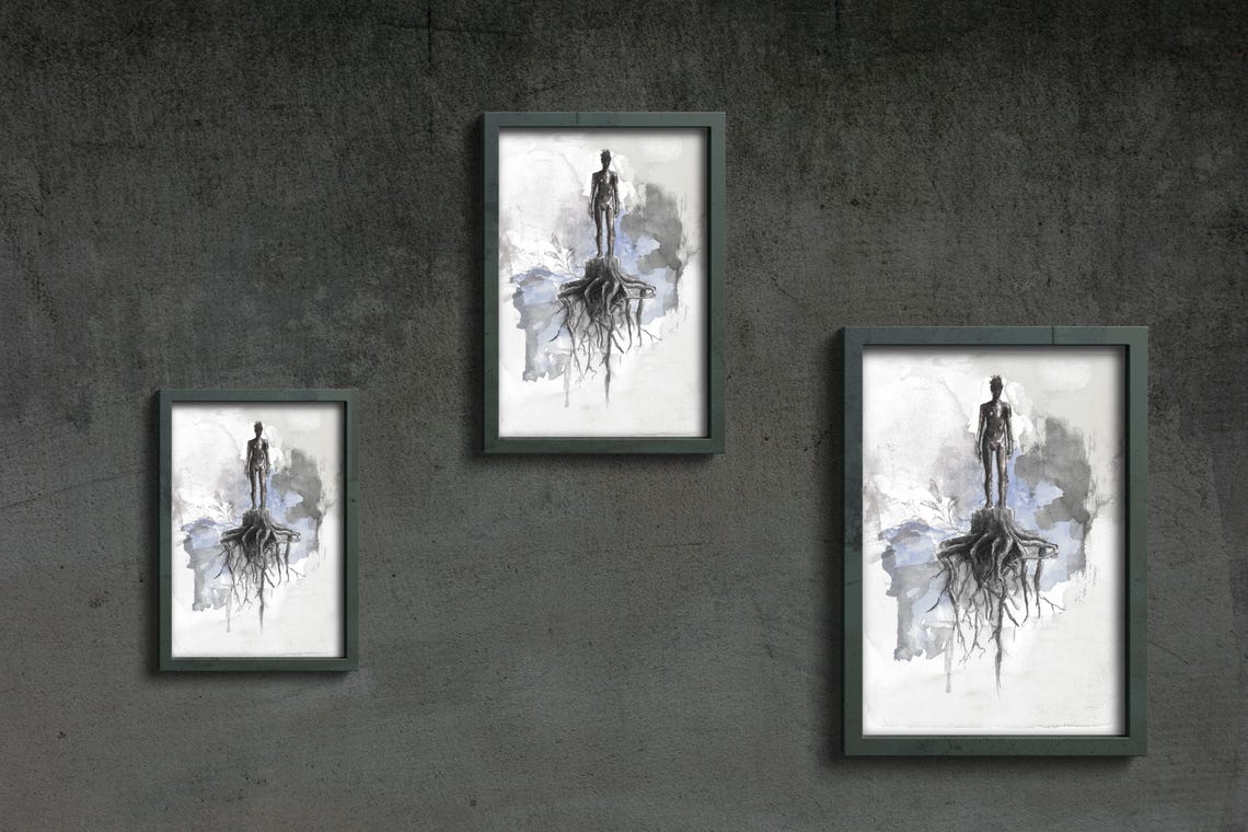 Roots – Deep Connections and Origins | Watercolor & Pencil Art - Etsy