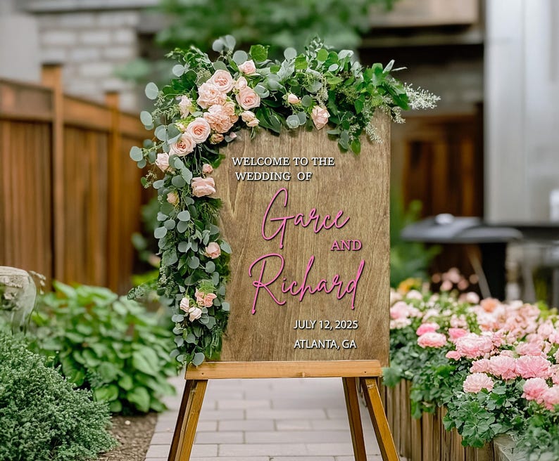Custom 3D Wood Wedding Sign, Wedding Welcome Wooden Sign, Rustic ...