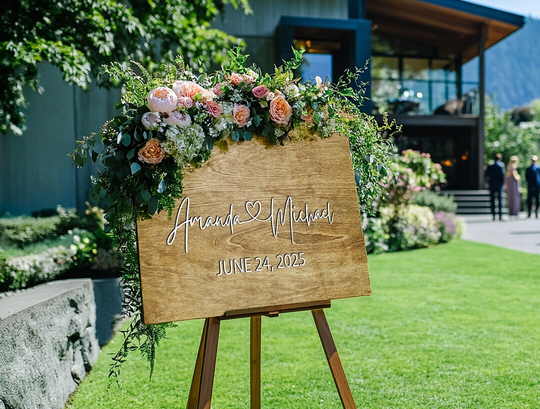 Custom 3D Wedding Welcome Wood Sign, 3D Raised Couple Names Sign ...