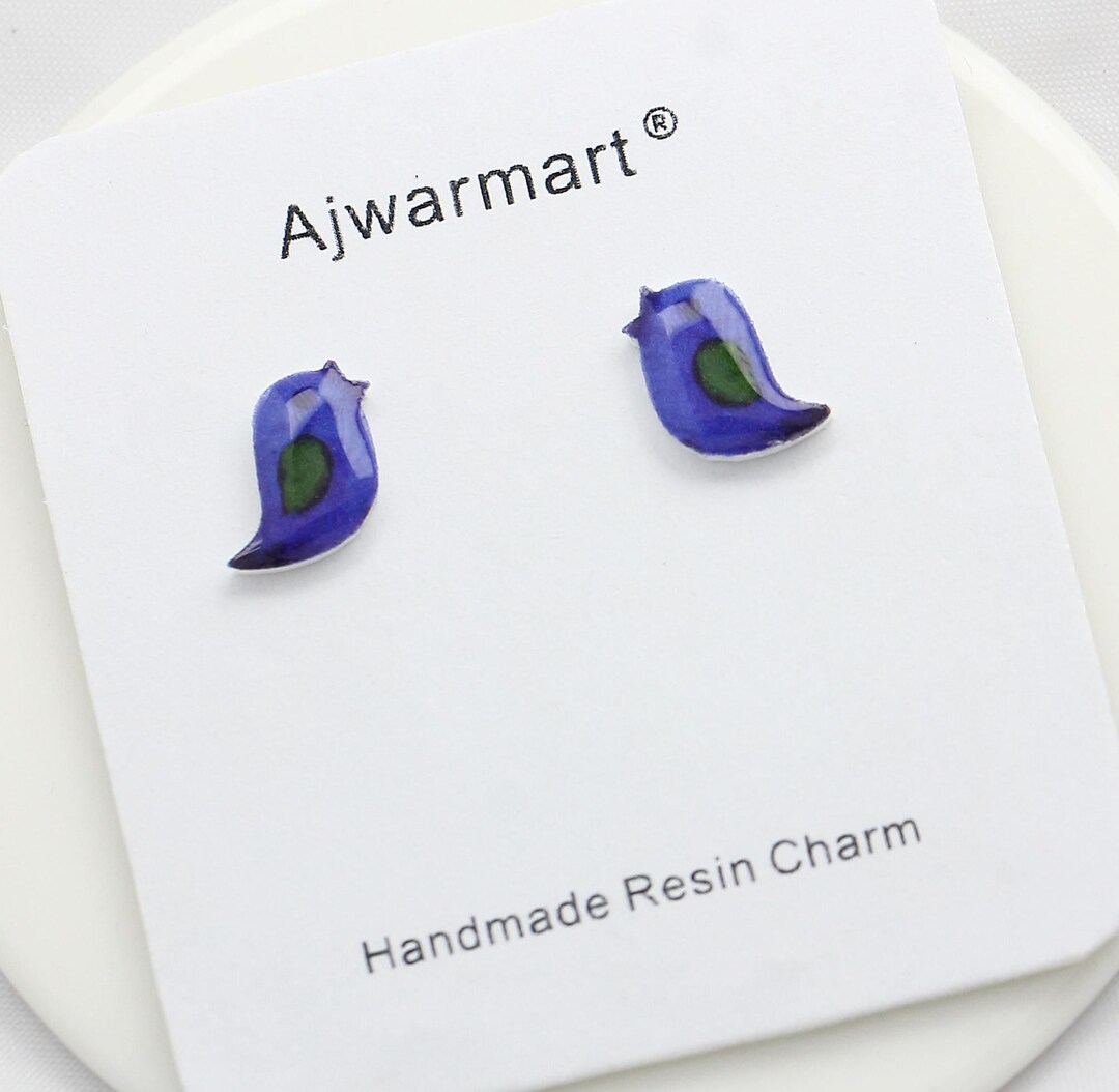 4pcs Kawaii Blue Bird Resin Cabochons, Flat Back Components for Kids ...