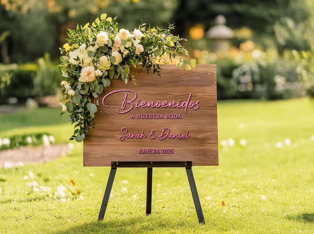 Bienvenidos Welcome Sign, Custom 3D Bienvenidos A Nuestra Boda Sign ...