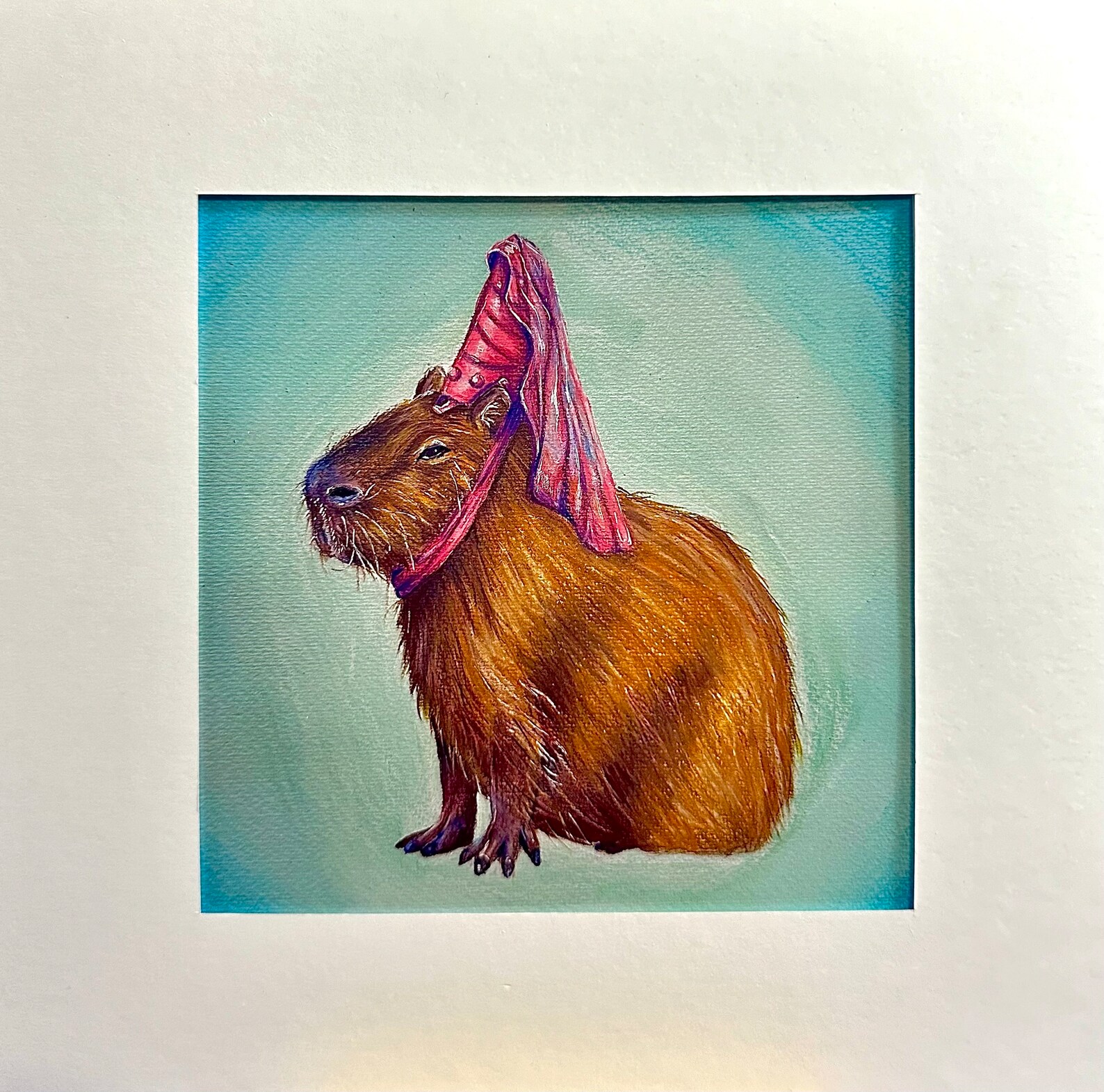Capybara Princess Print Matted Drawing Wall Art Poster Silly Cute ...