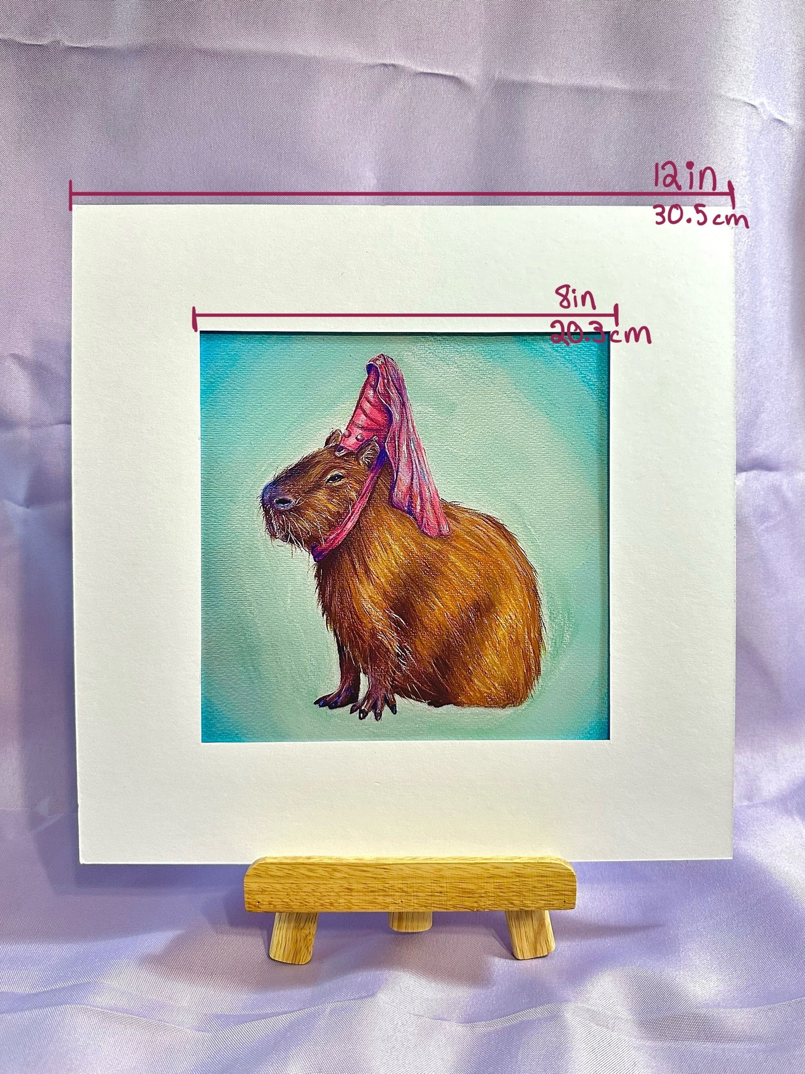 Capybara Princess Print Matted Drawing Wall Art Poster Silly Cute ...