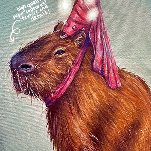 Capybara Princess Print Matted Drawing Wall Art Poster Silly Cute ...