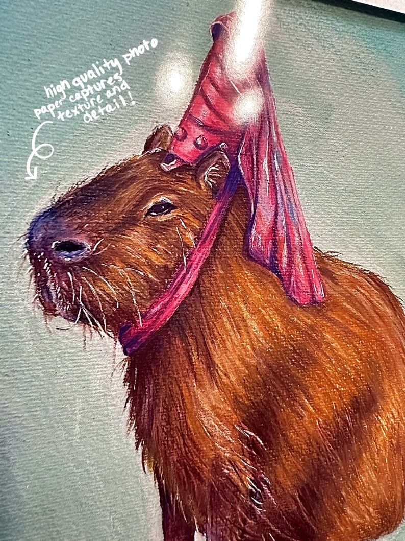 Capybara Princess Print Matted Drawing Wall Art Poster Silly Cute ...