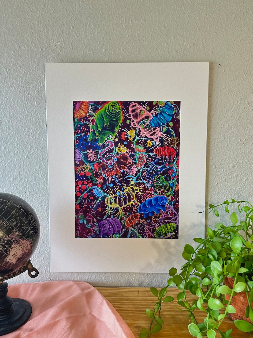 Tardigrade Print: Neon Waterbear Microbiology Art - Etsy