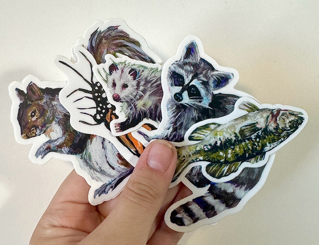 Gulf Coast Sticker Pack | Possum Raccoon Squirrel Bass Monarch Handmade ...