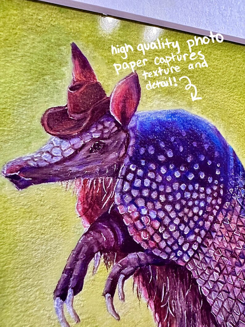 Cowboy Armadillo Print Funny Silly Wall Art Home Decor Drawing Cute Critter Texas Western ...