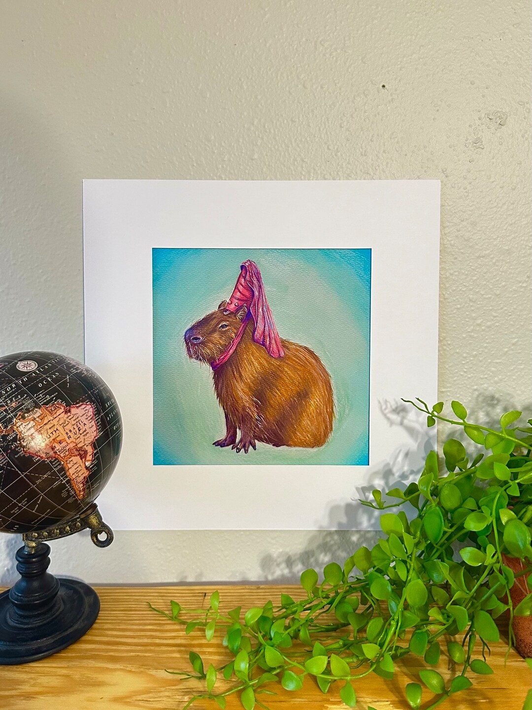 Capybara Princess Print Matted Drawing Wall Art Poster Silly Cute ...