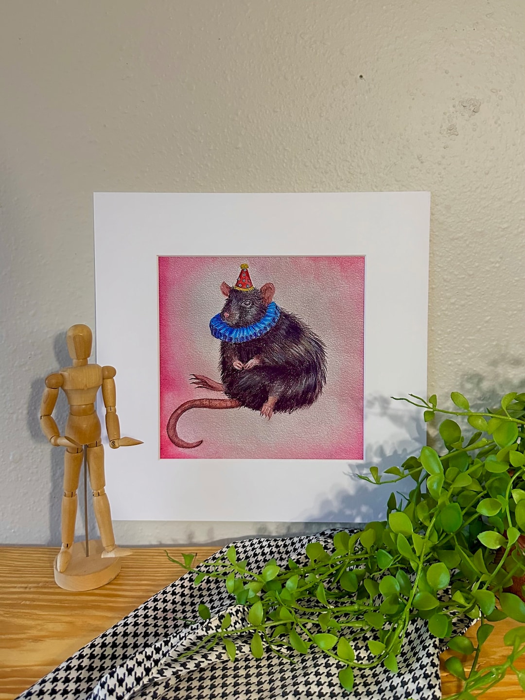Rat Clown Print Funny Cute Silly Birthday Ruff Critter Home Decor Wall ...