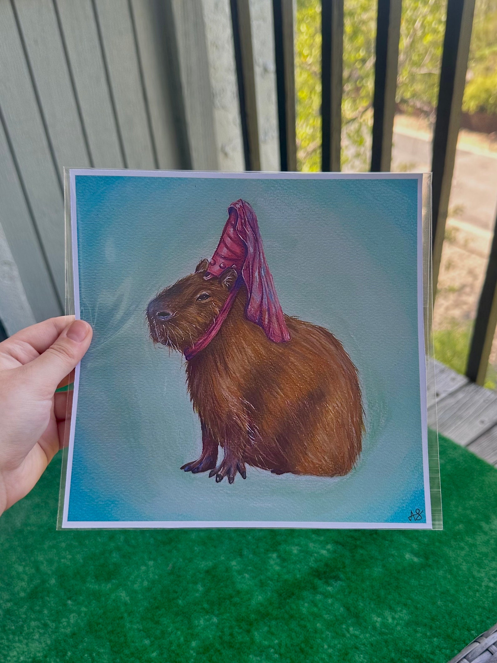 Capybara Princess Print Matted Drawing Wall Art Poster Silly Cute ...