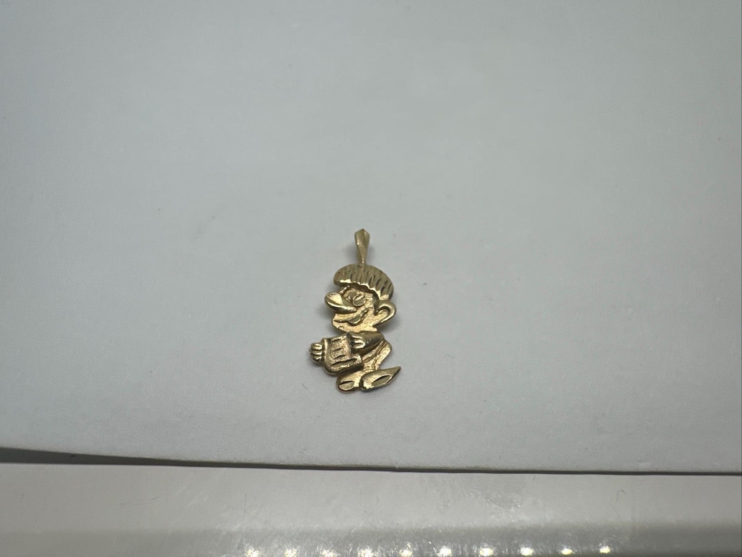 Vintage 14K Gold Diamond Cut Smurf Charm Pendant, Brainy, Cartoon, Book ...