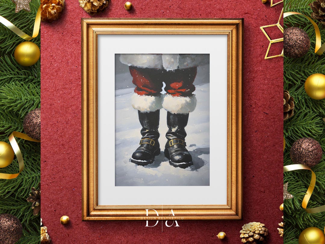 Santa's Boots in Snow Printable Art Christmas & Holiday Decor Digital ...