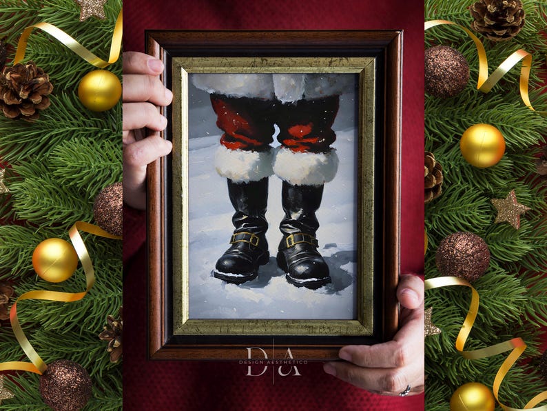 Santa's Boots in Snow Printable Art Christmas & Holiday Decor Digital ...