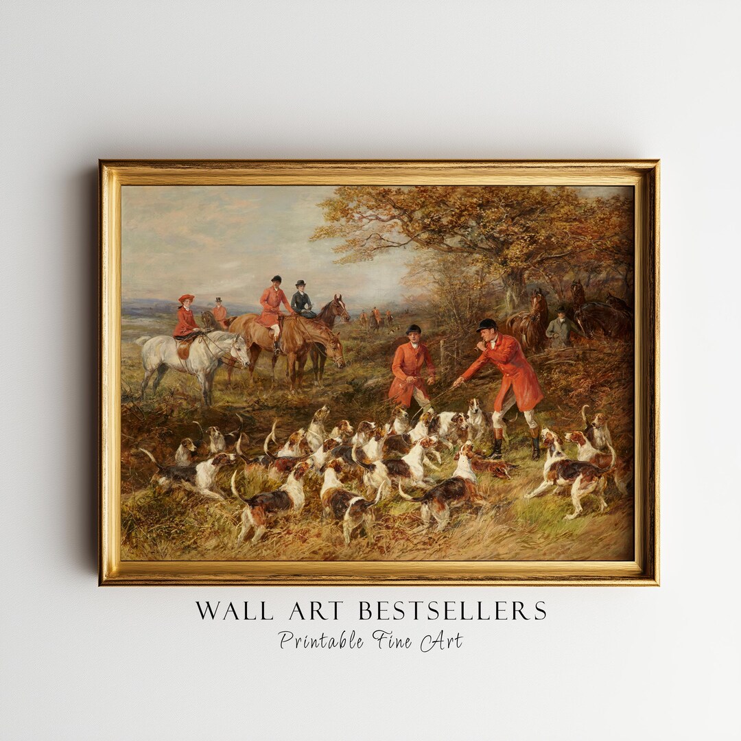 Printable Wall Art, Equestrian Fox Hunting Decor, Landscape Victorian ...