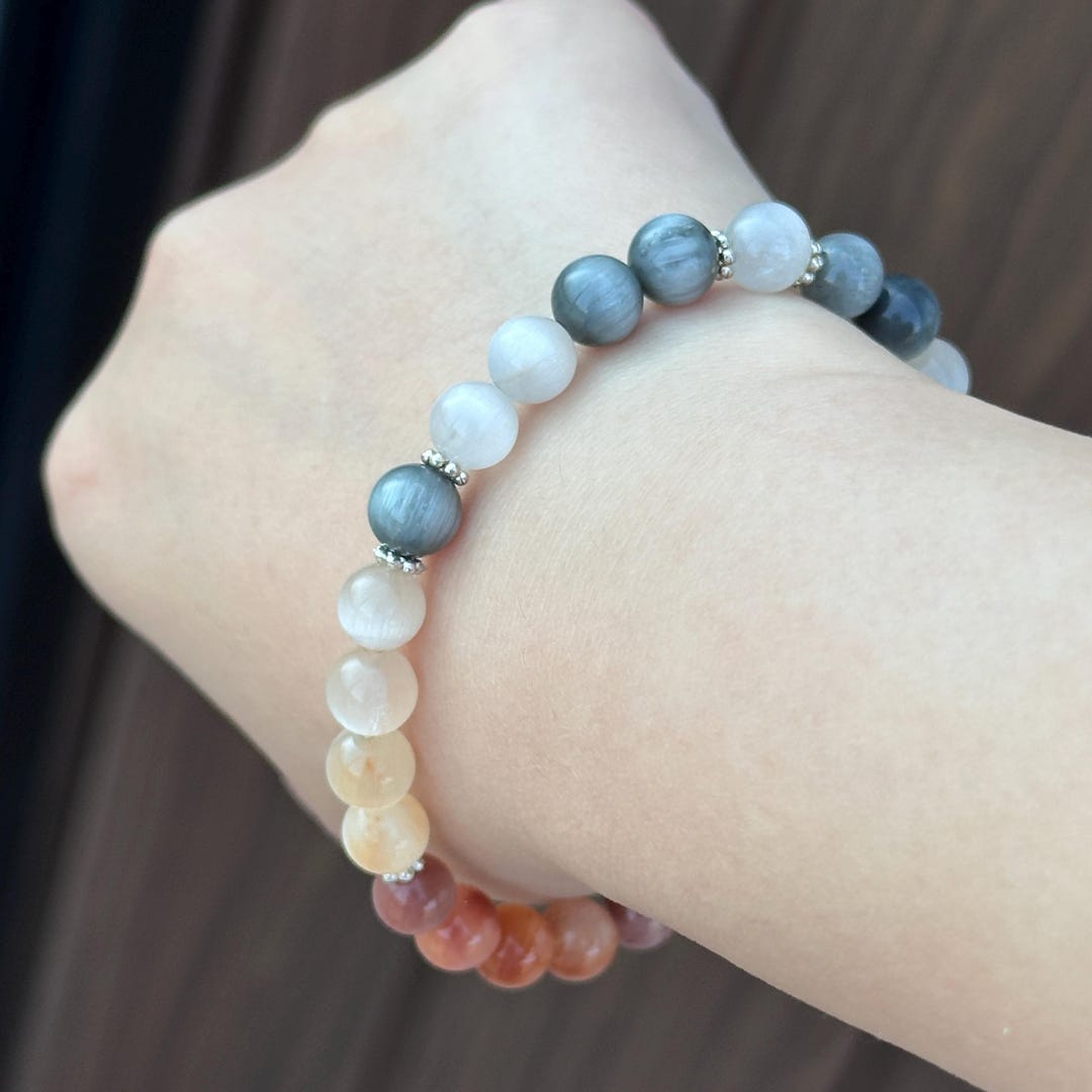 Small Bead Rainbow Rutile Quartz Bracelet| Candy Color "rabbit Hair ...